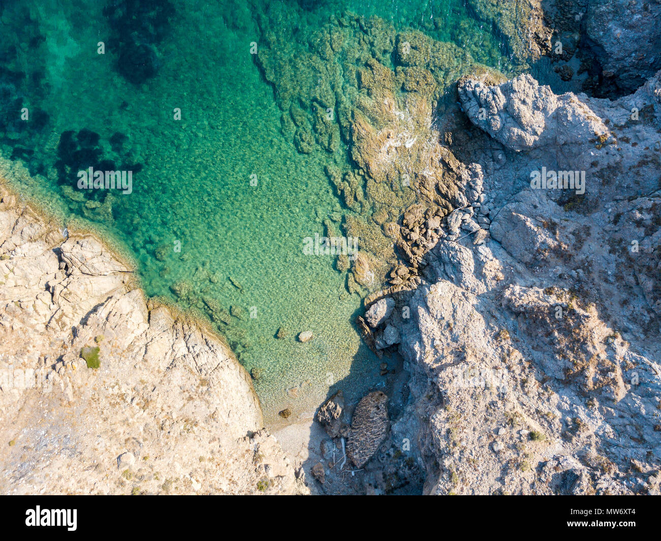 Aerial view of rocks on the sea. Overview of the seabed seen from above ...