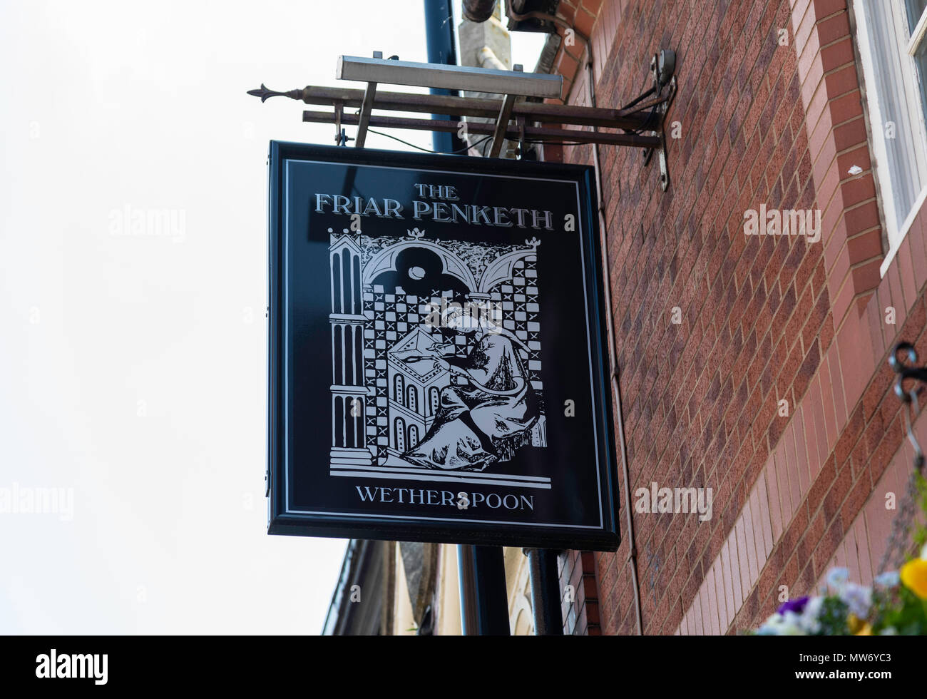 The exterior mount pub sign outside The Friar Penketh public house part ...