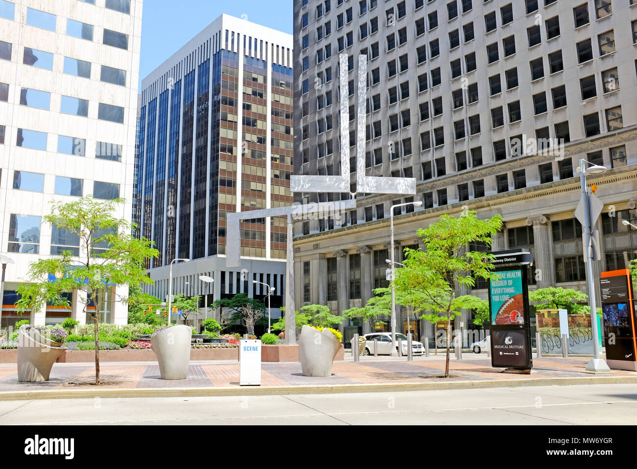 Downtown Cleveland, Ohio, USA at East 9th and Euclid Avenue stands the ...