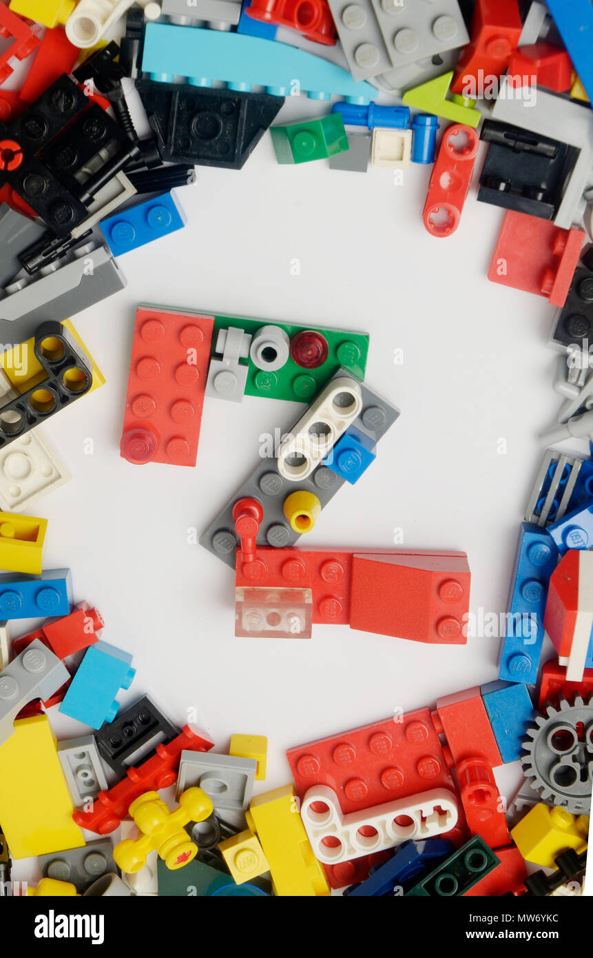 number two (2) create from brick Stock Photo - Alamy