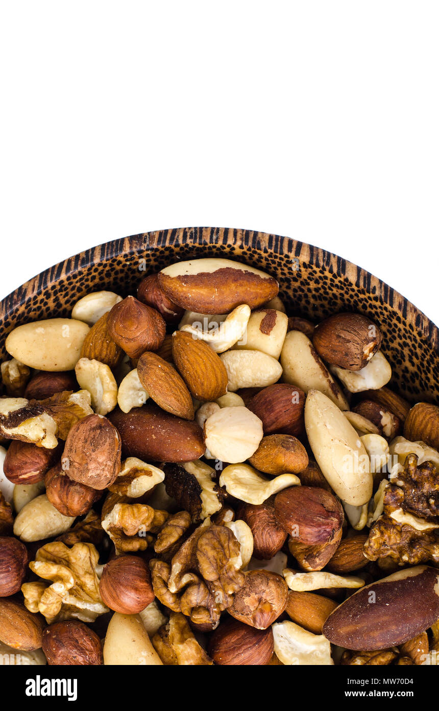 Mix of nuts on white background. Studio Photo Stock Photo - Alamy