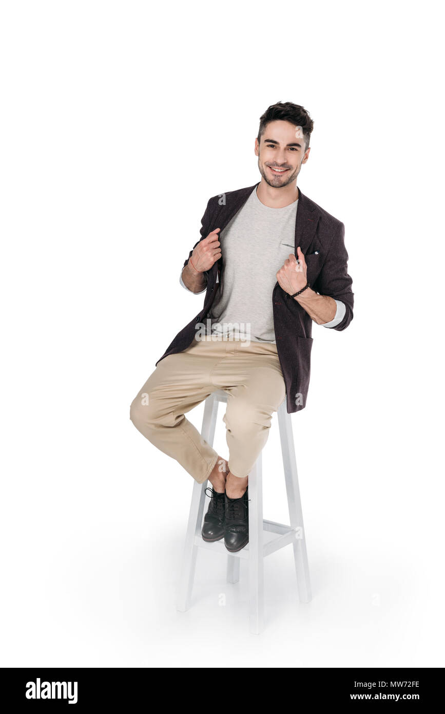 Millennial caucasian man sitting Cut Out Stock Images & Pictures - Alamy
