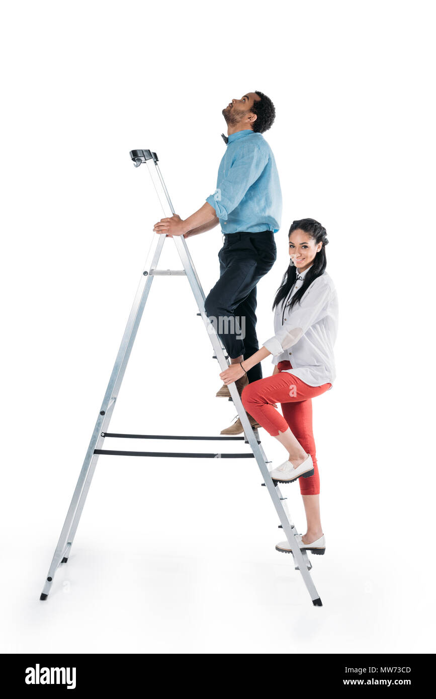 Climbing stairs woman Cut Out Stock Images & Pictures - Alamy