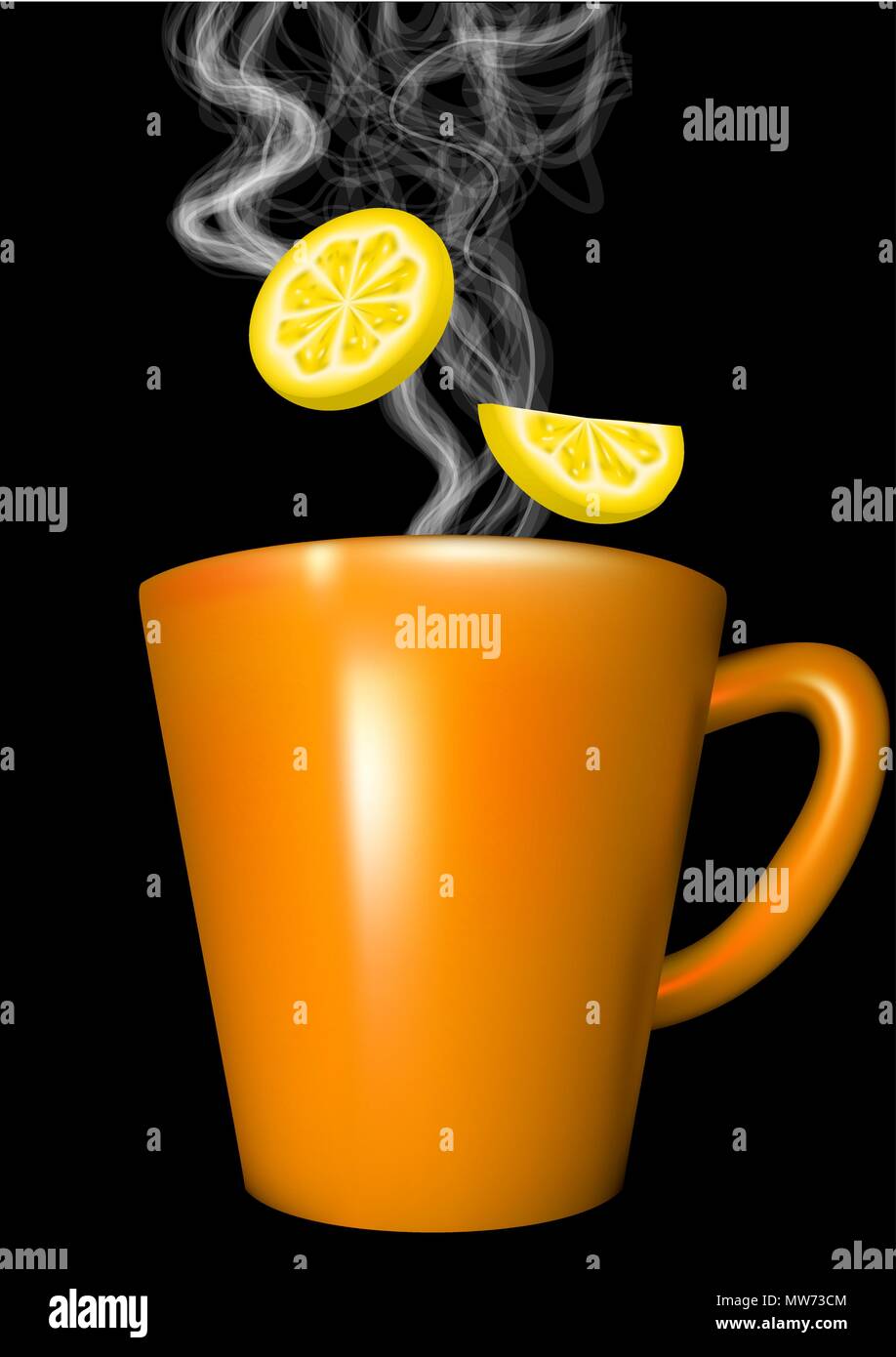 Orange mug on red Stock Vector Images - Alamy