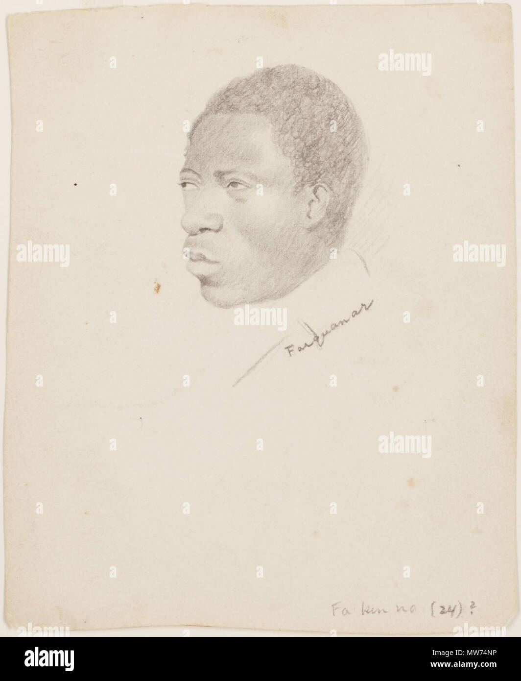 . Sketch of an Amistad prisoner, drawn as they awaited trial in New ...
