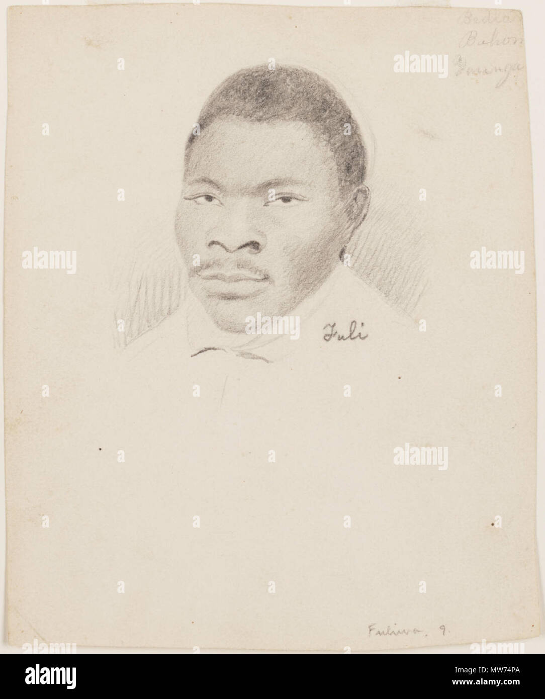 . Sketch of an Amistad prisoner, drawn as they awaited trial in New ...