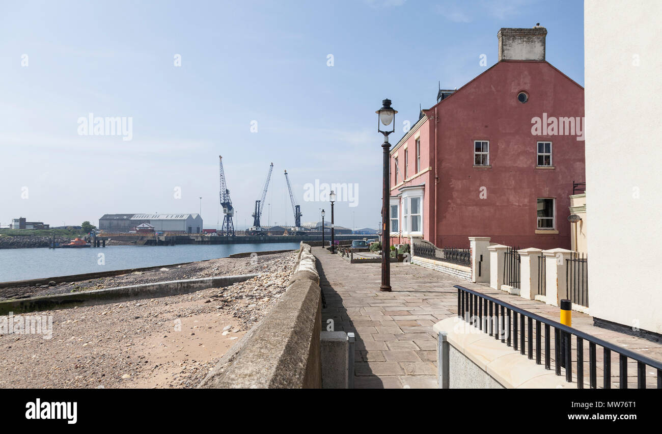 The Headland at Old Hartlepool,England,UK showing the sea walls and ...