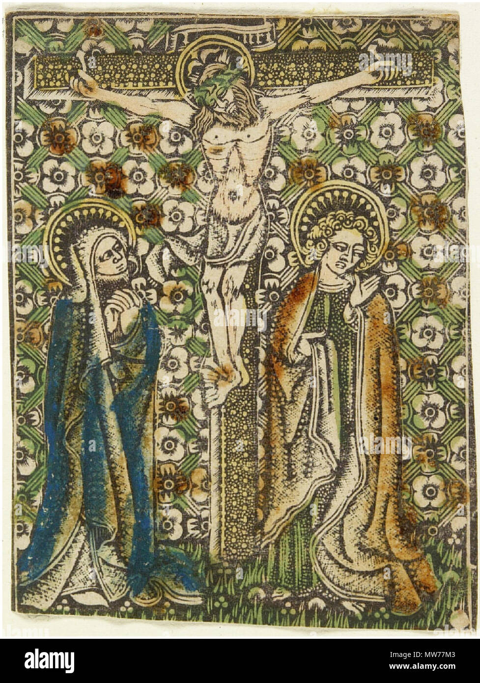 . Christ on the Cross with Mary and Saint John (Schrotschnitt) . circa ...