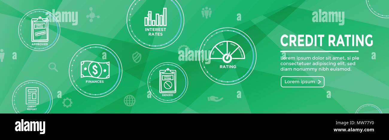 Credit Rating Header Web Banner w Debt, Credit Card, and Credit Score ...