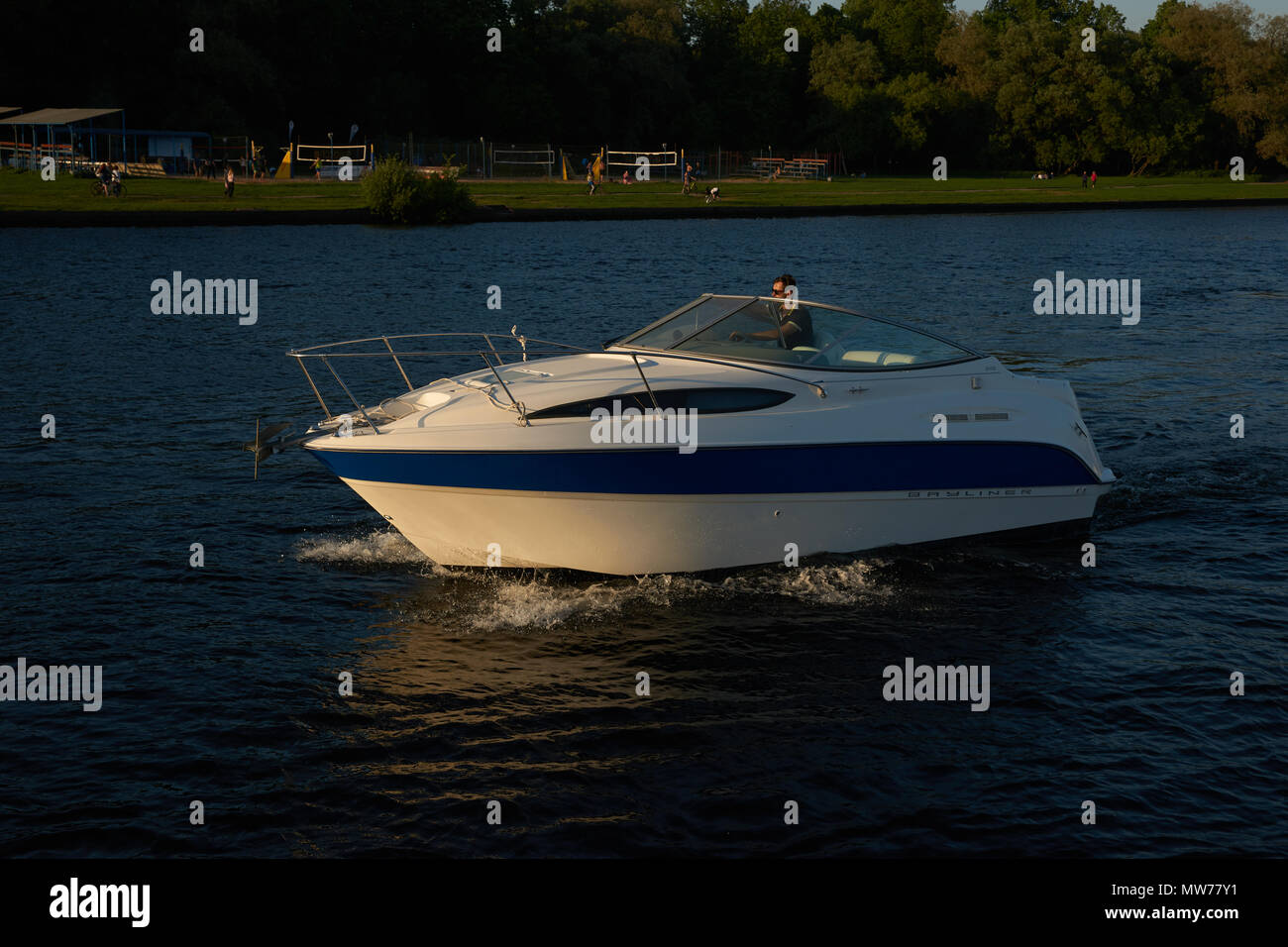 Motor boat on water Stock Photo - Alamy