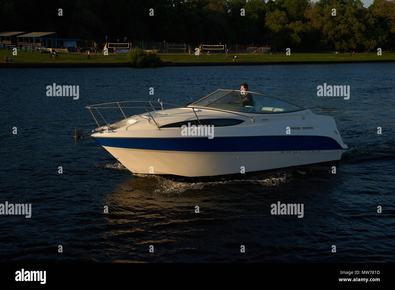 Motor boat on water Stock Photo - Alamy