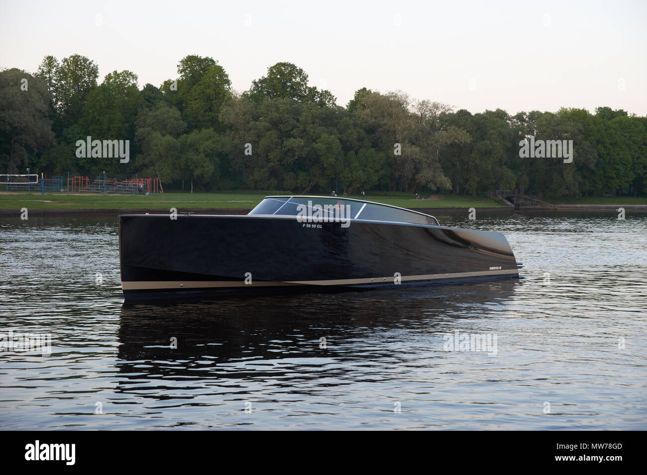 Motor boat on water Stock Photo - Alamy