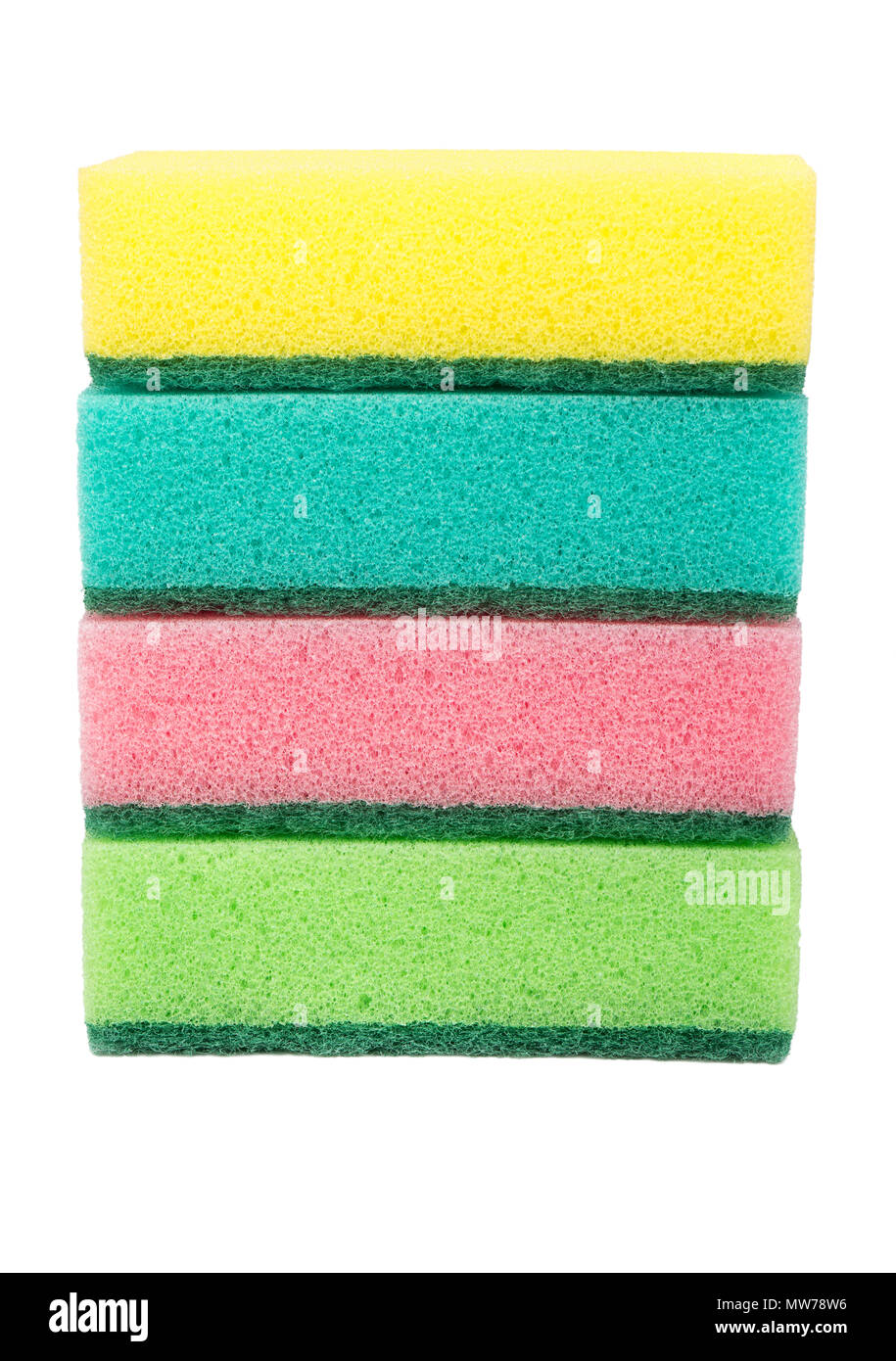Stack of four sponges for washing dishes on white background Stock ...