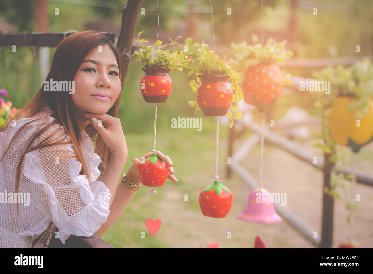 Portrait close up woman face feeling fresh and soft Stock Photo - Alamy
