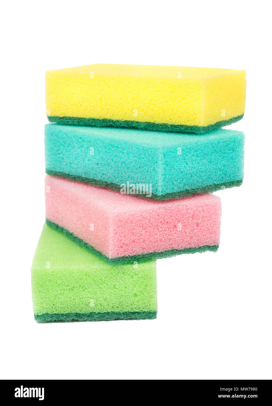 Stack of four sponges for washing dishes on white background Stock ...