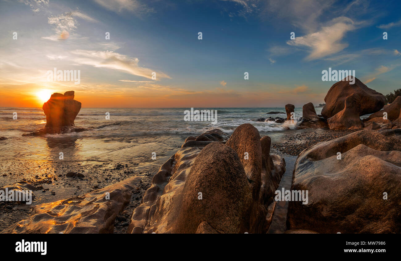 Rock beach beautiful sunrise spot in Mui Ne, Vietnam Stock Photo - Alamy