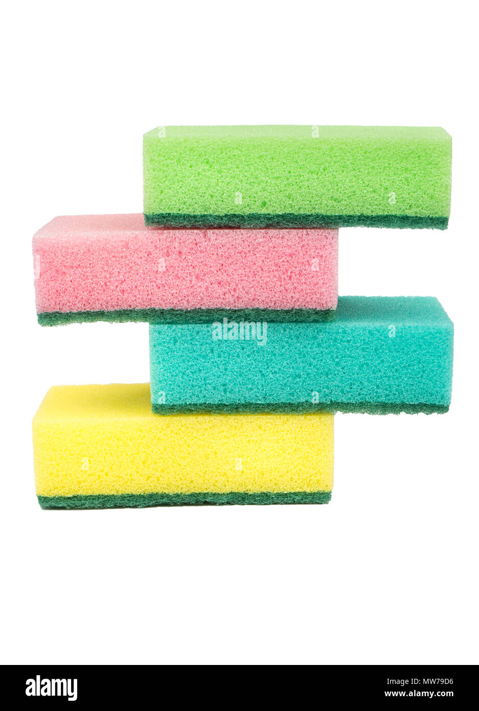 Stack of four sponges for washing dishes on white background Stock ...