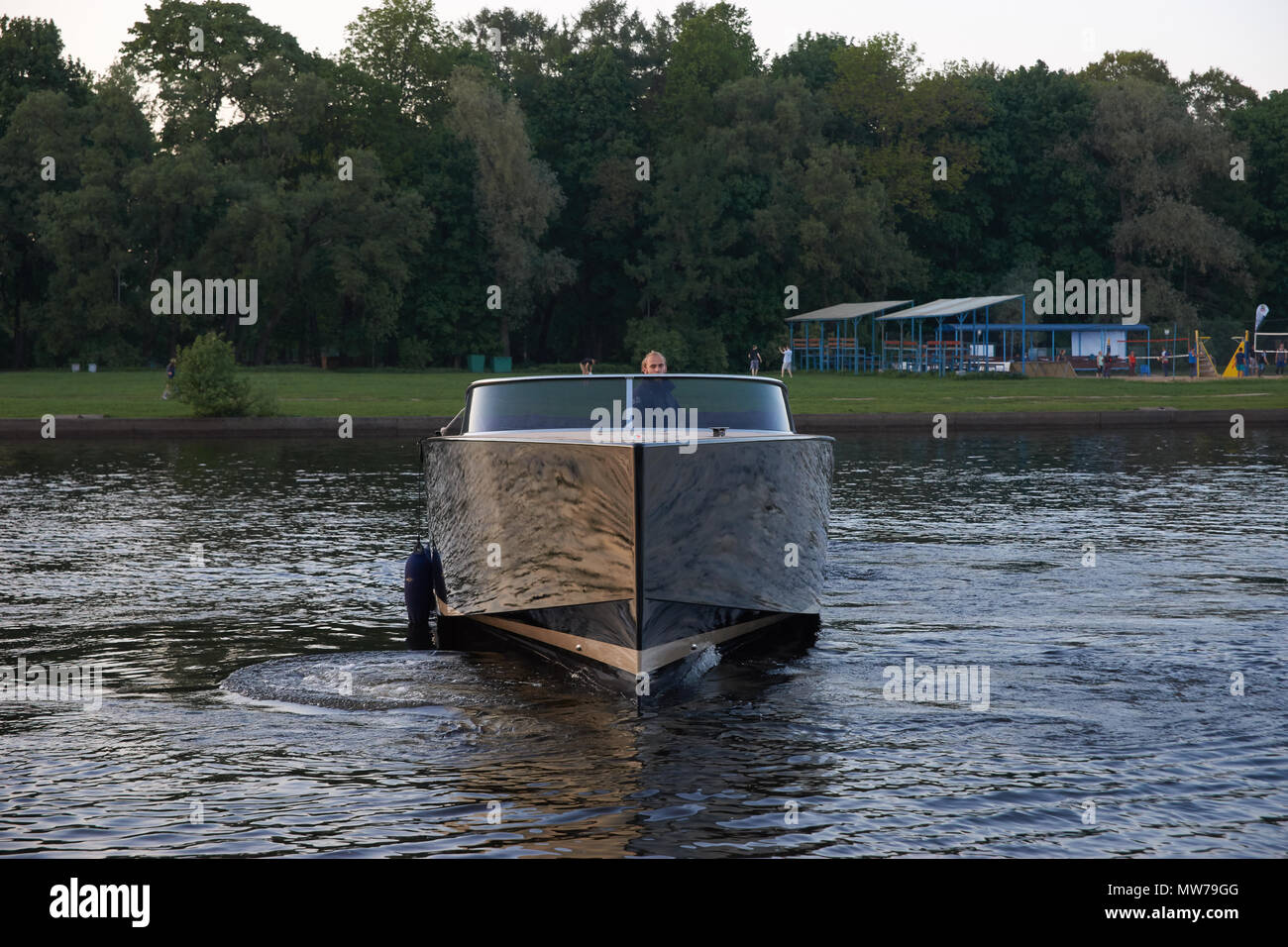 Motor boat on water Stock Photo - Alamy