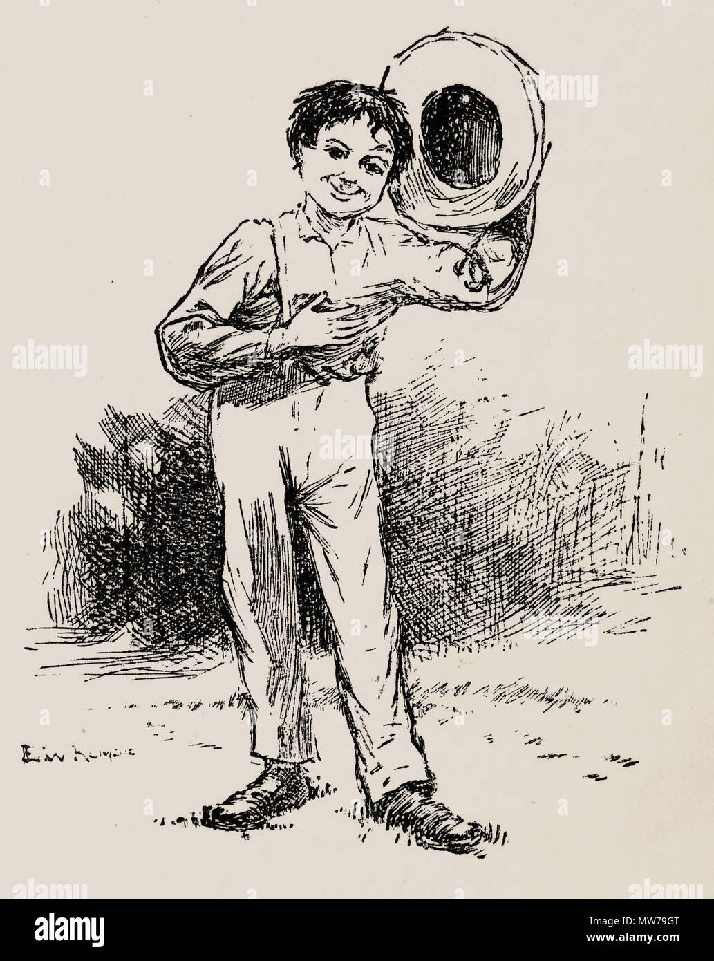 "The End. Yours Truly, Huck Finn." Art by E. W. Kemble from "Adventures ...