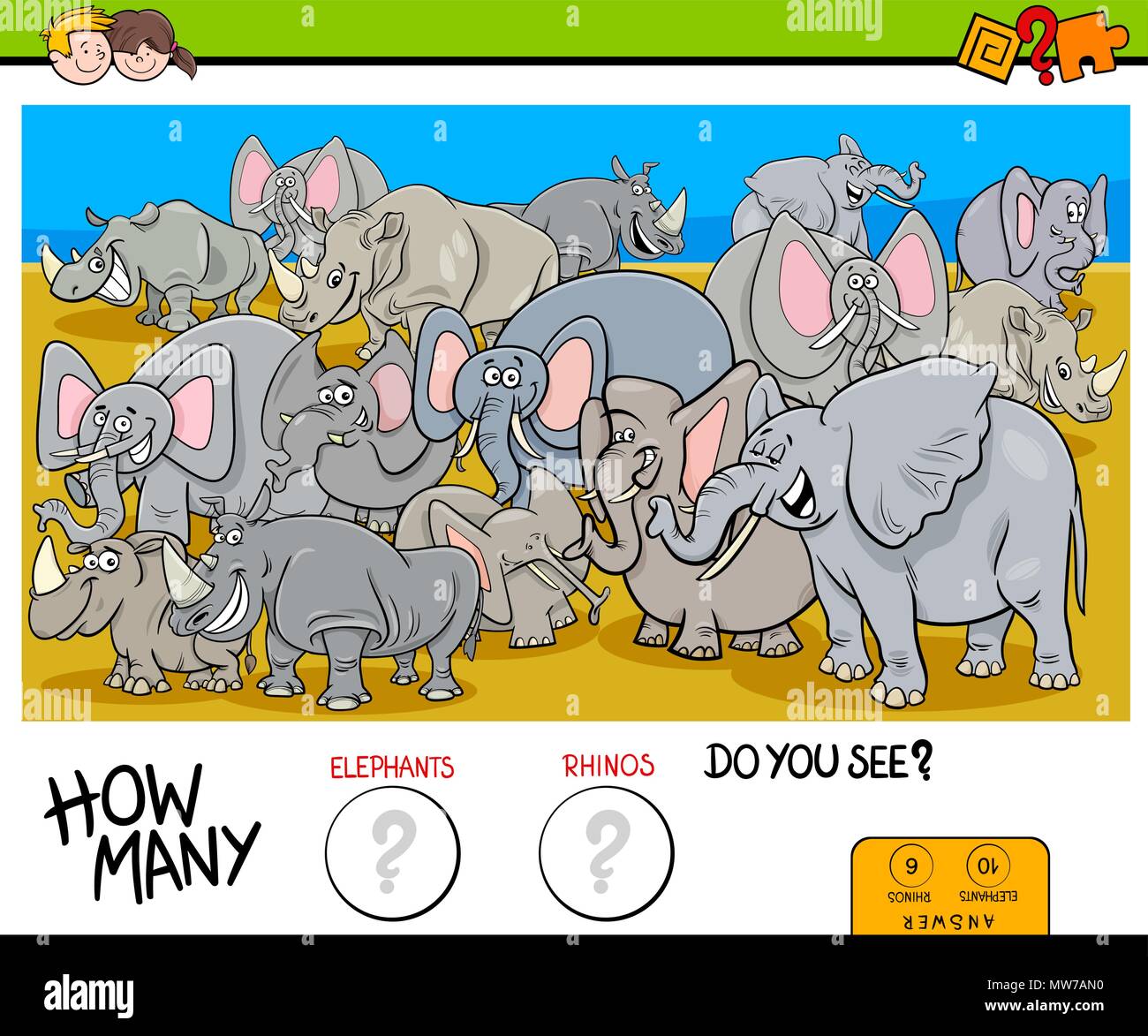 Elephants and rhinos Stock Vector Images - Alamy