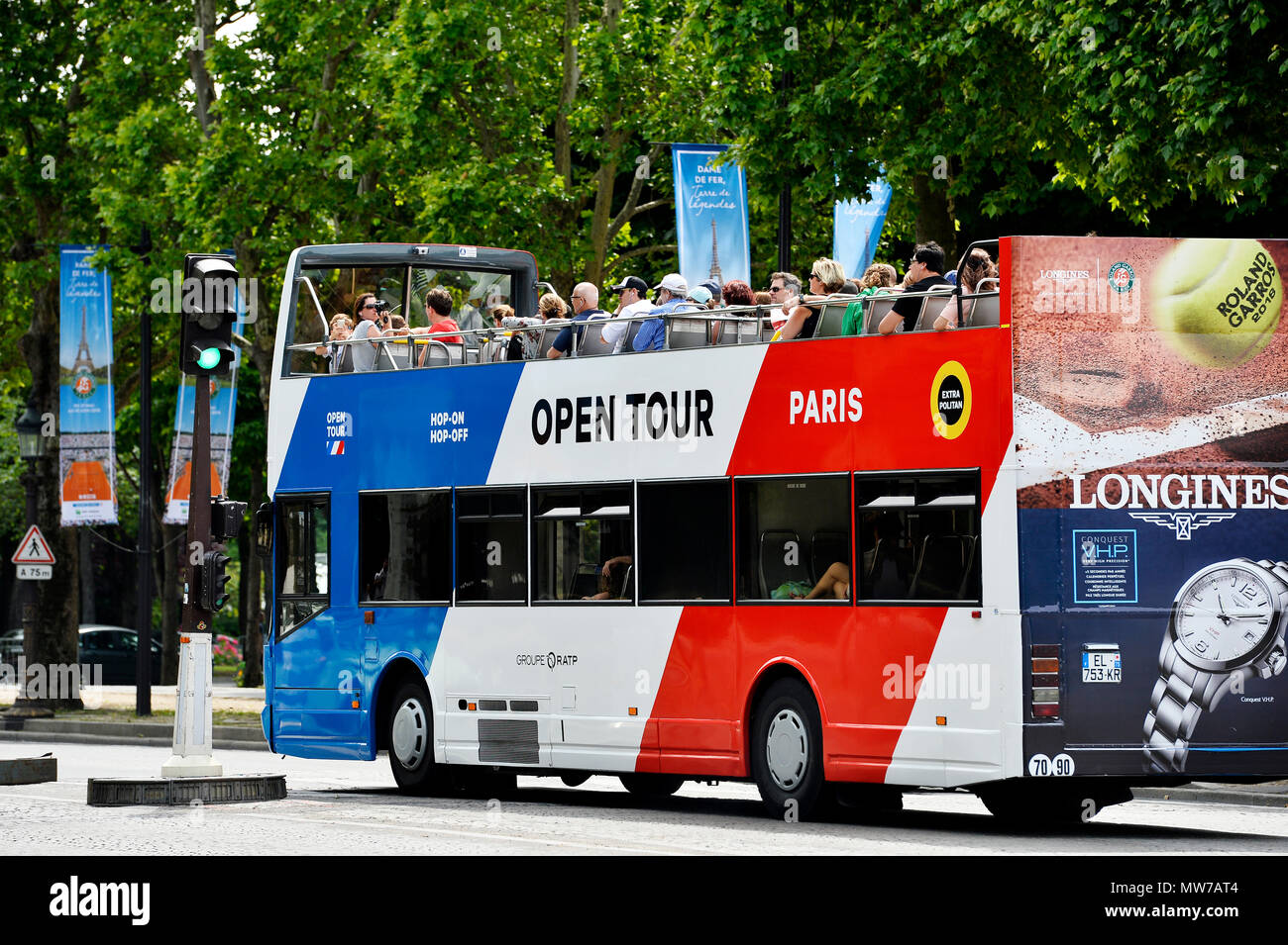Open air bus on les Champs-Elysées - Paris - France Stock Photo - Alamy