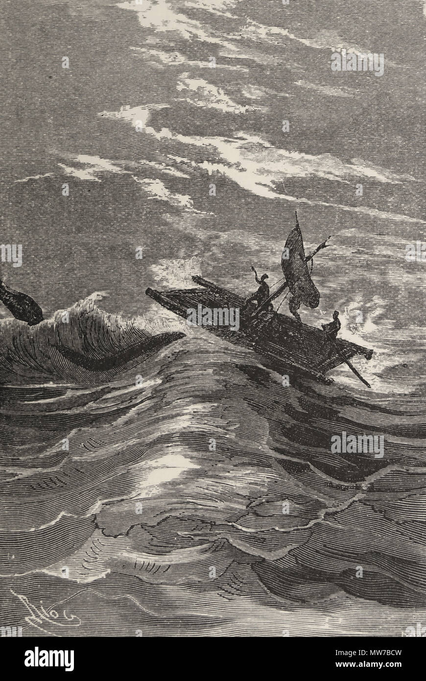 The Monster Lifts the Raft. "A Journey to the Centre of the Earth" by ...