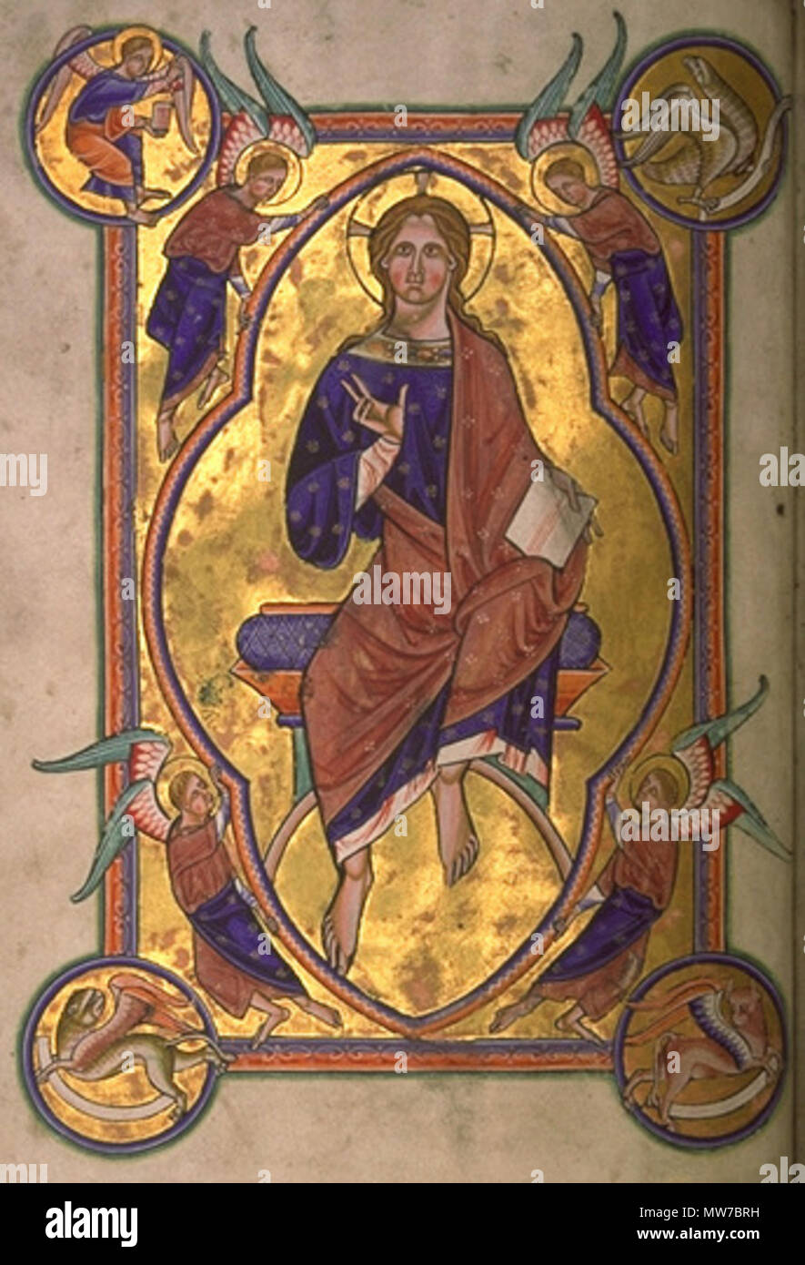 . Christ in Majesty. Folio 4 verso from the Aberdeen Bestiary. 12th ...
