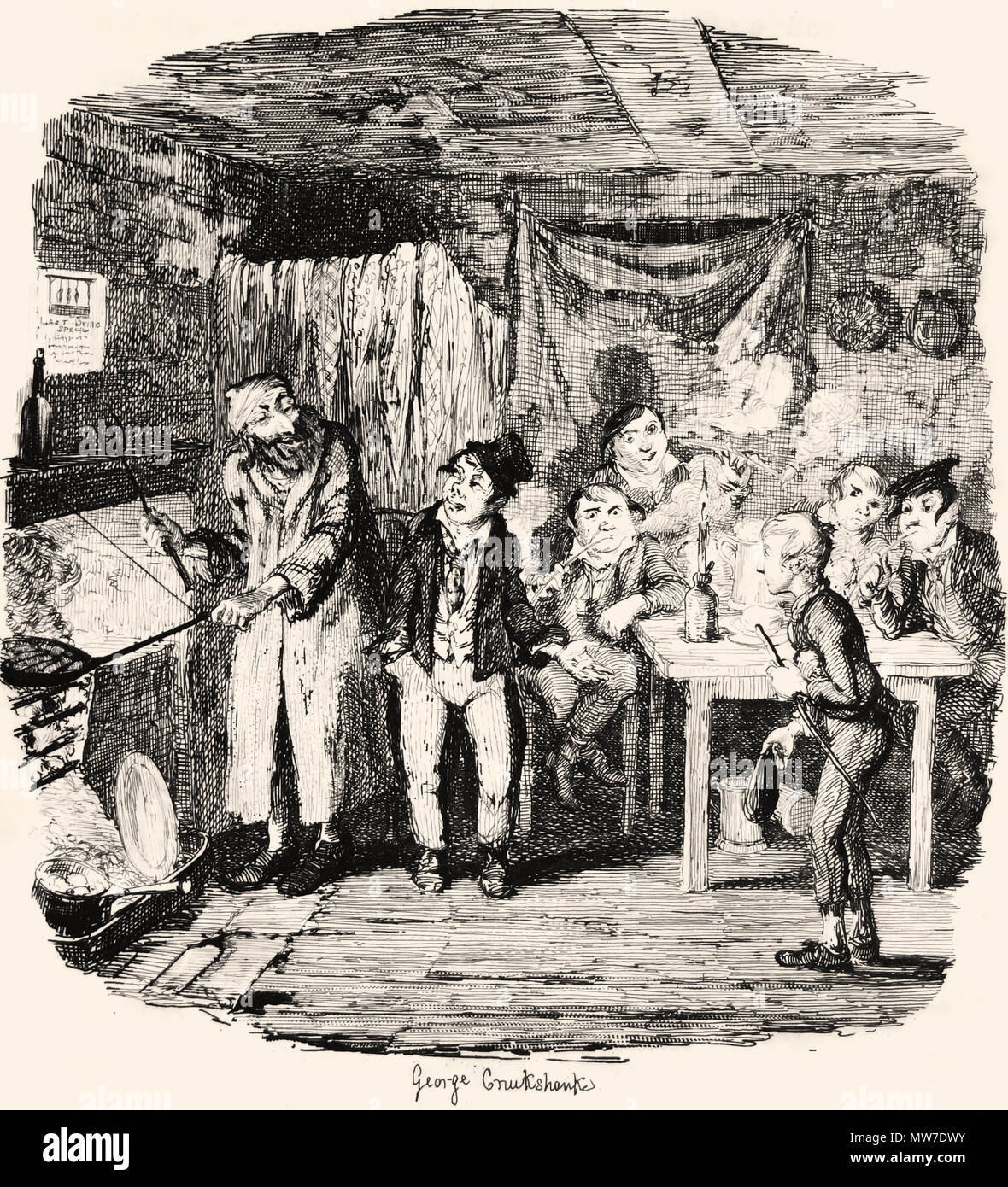 George Cruikshank - English Illustrator - "Oliver introduced to the ...