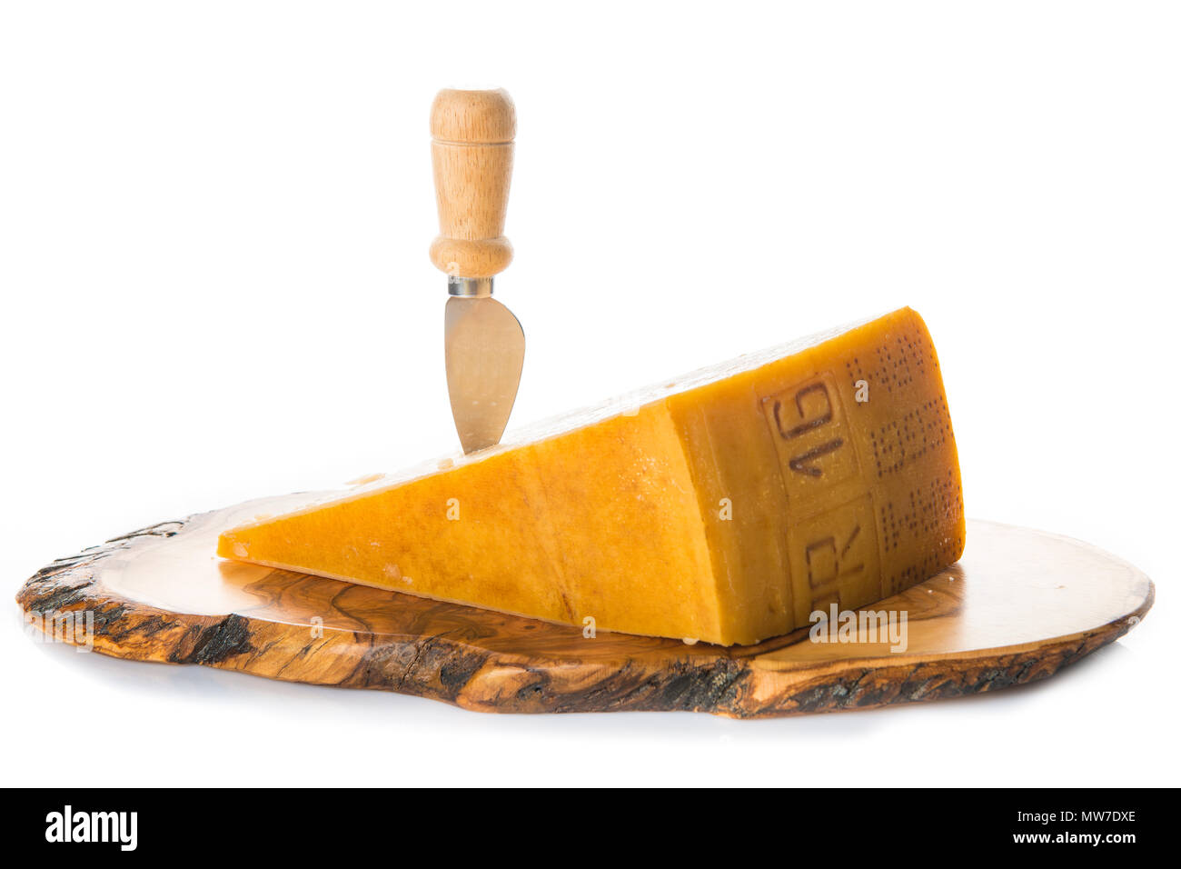 Aged parmesan cheese or parmigiano reggiano isolated on a white ...