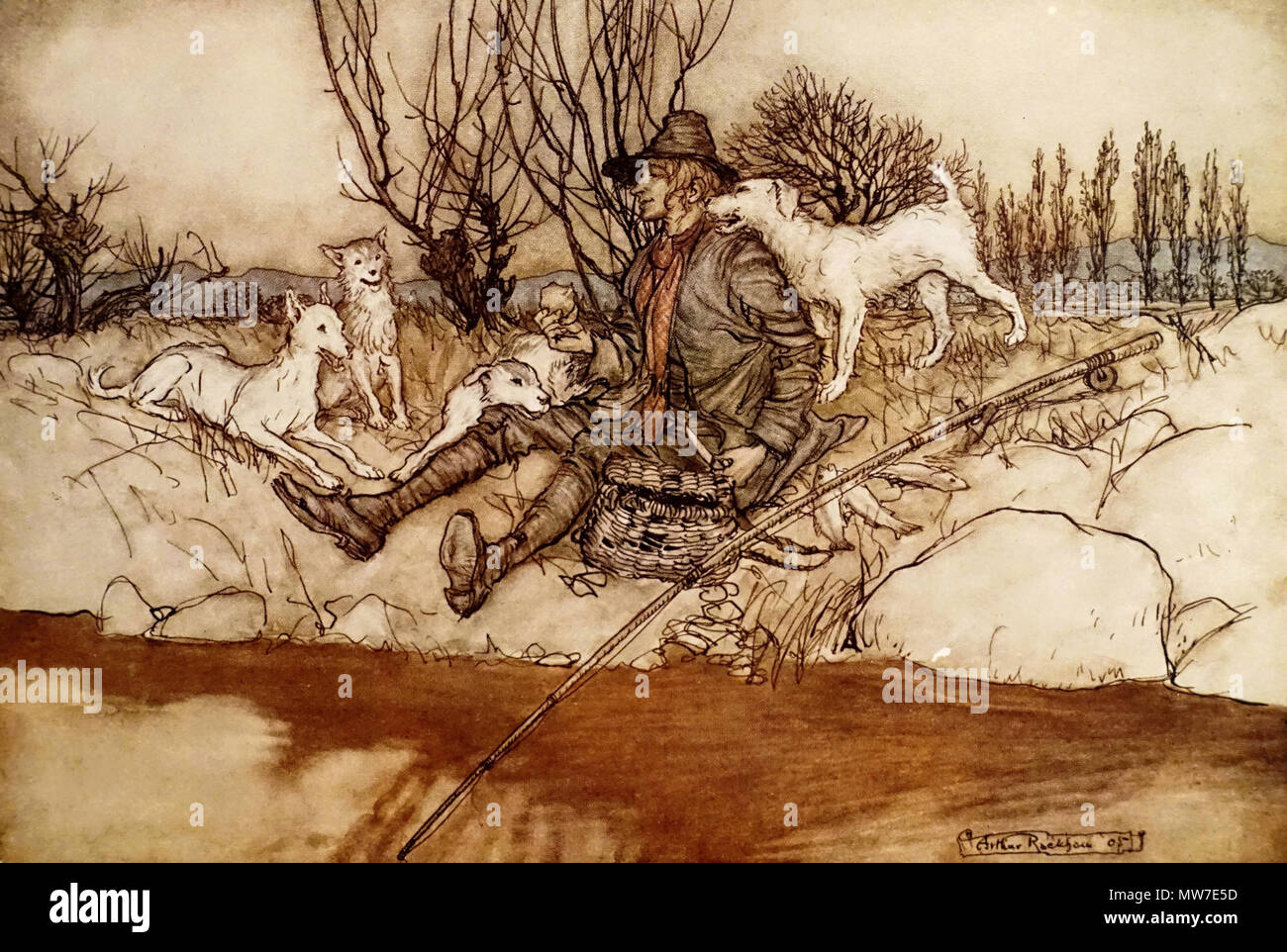Arthur Rackham - Not a dog would bark at him throughout the ...