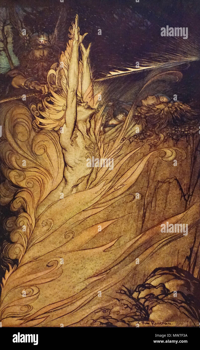 Arthur Rackham - Appear, flickering fire, encircle the rock with thy ...