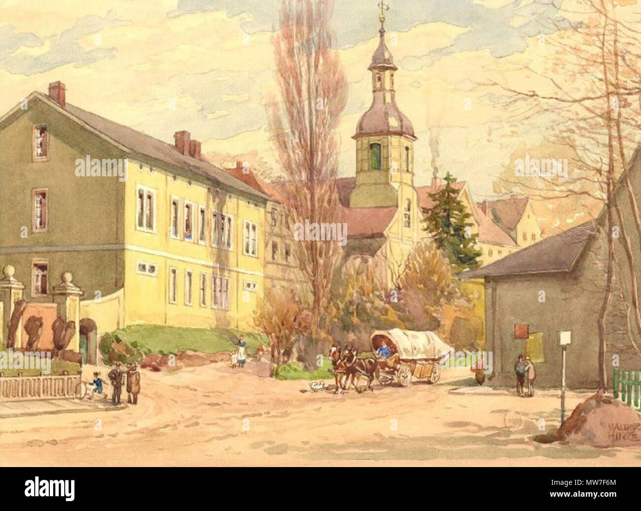 . English: Old-Connewitz, Prinz-Eugen-Strasse (Watercolor from Walter ...