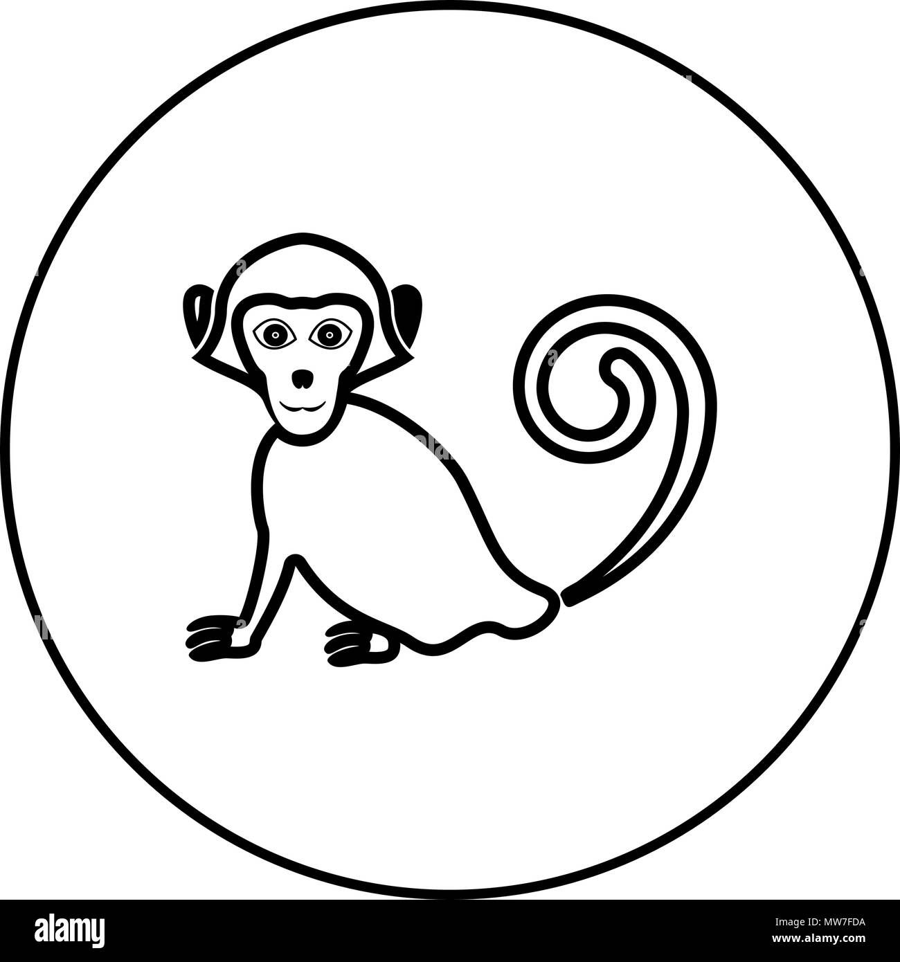 Monkey icon in circle outline vector I image Stock Vector Image & Art ...