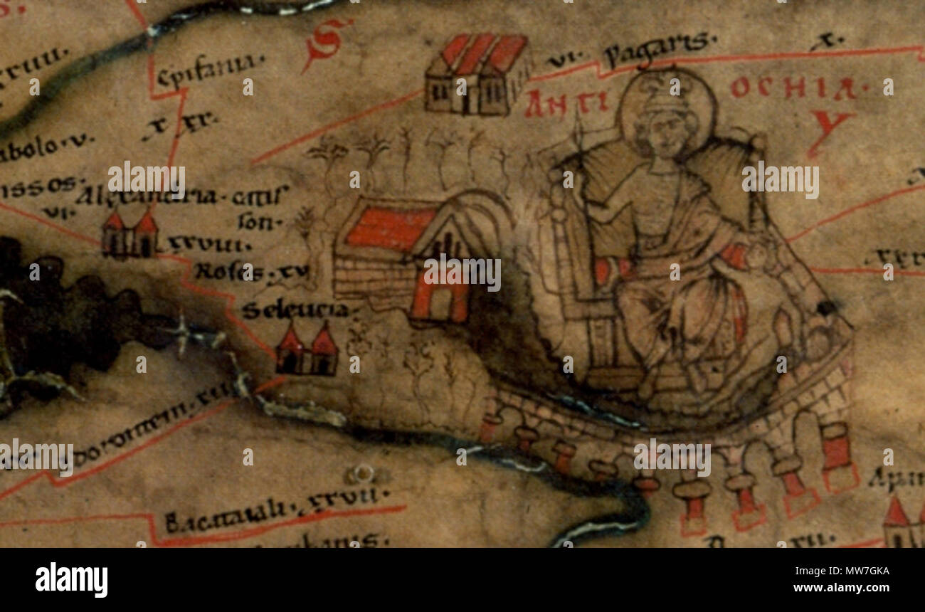 . English: The Peutinger Map showing Syrian Antioch Alexandria and ...