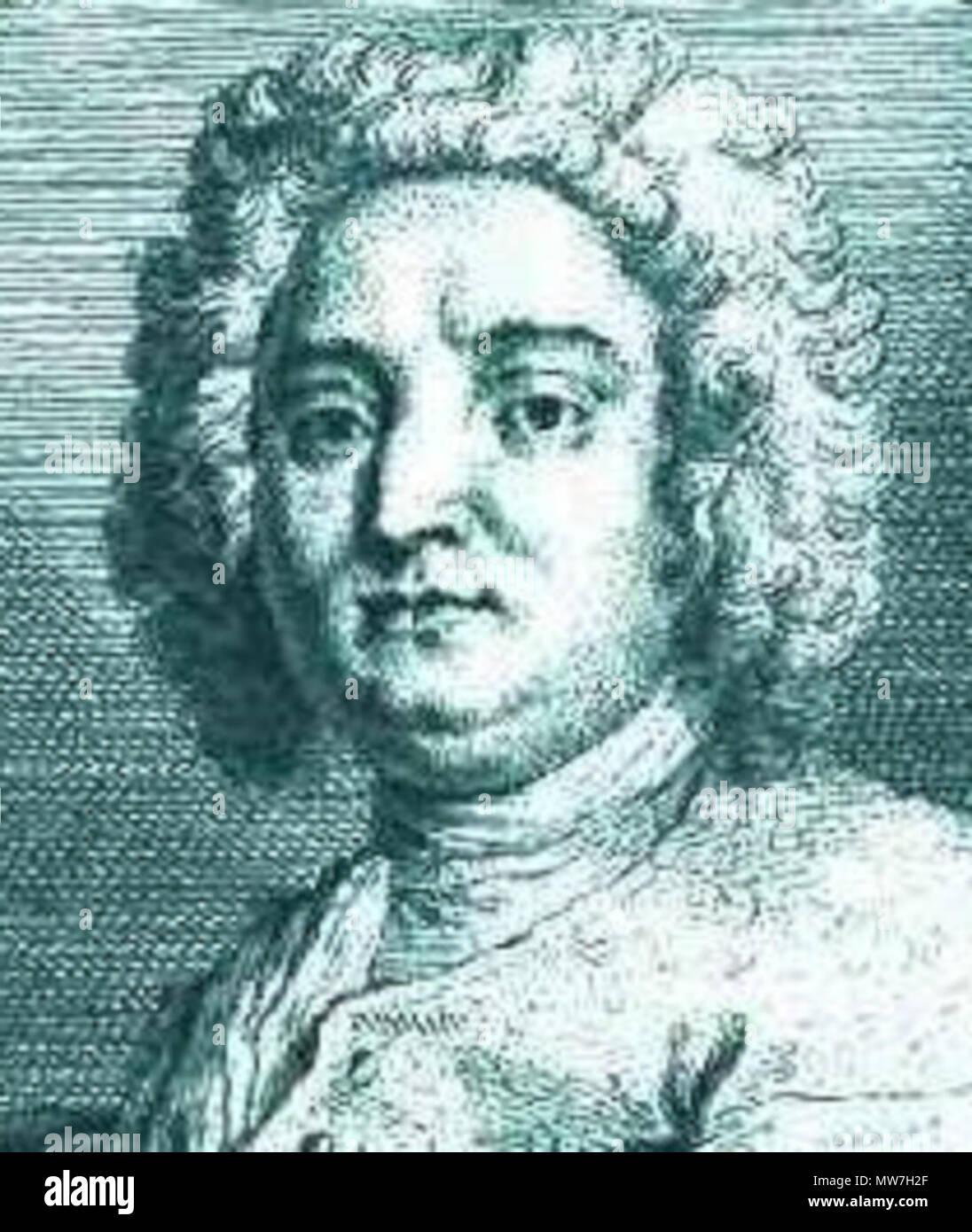 . Reproduction of portrait of 18th-century artist . The original? 1730 ...