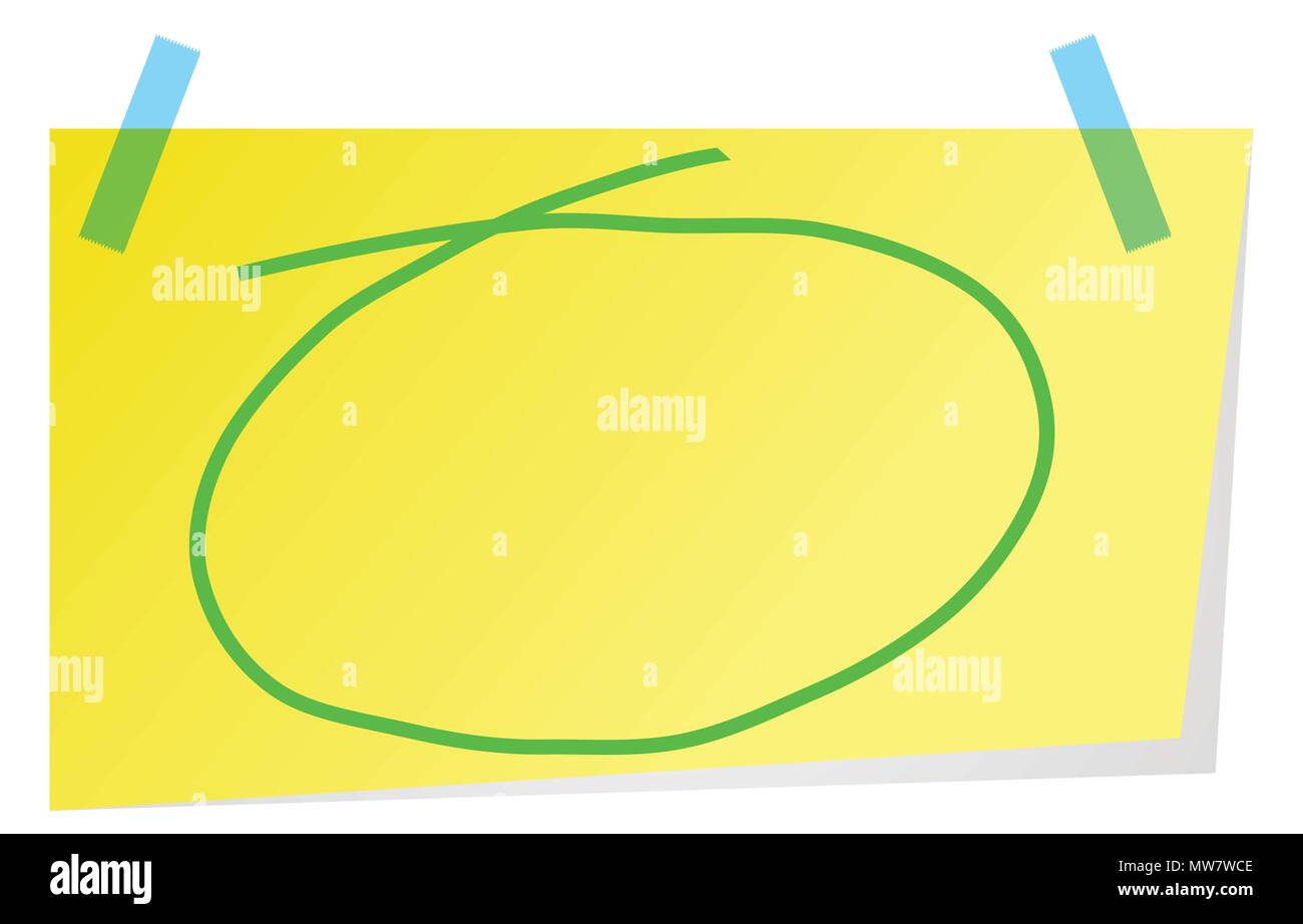 Sticky note with green hand drawn circle to highlight text Stock Vector ...