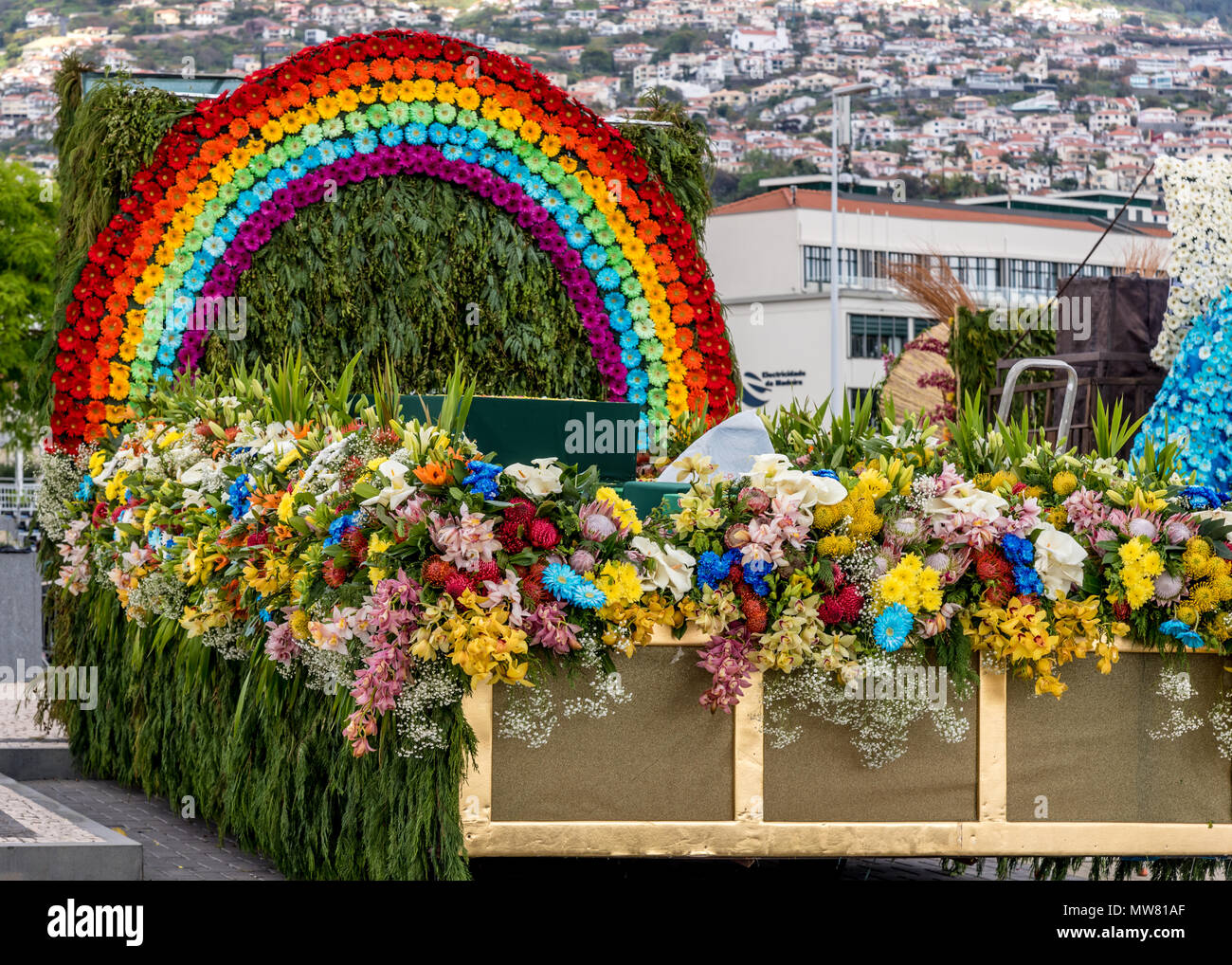 Detail of festival float after the Madeira Flower Festival parade Stock ...
