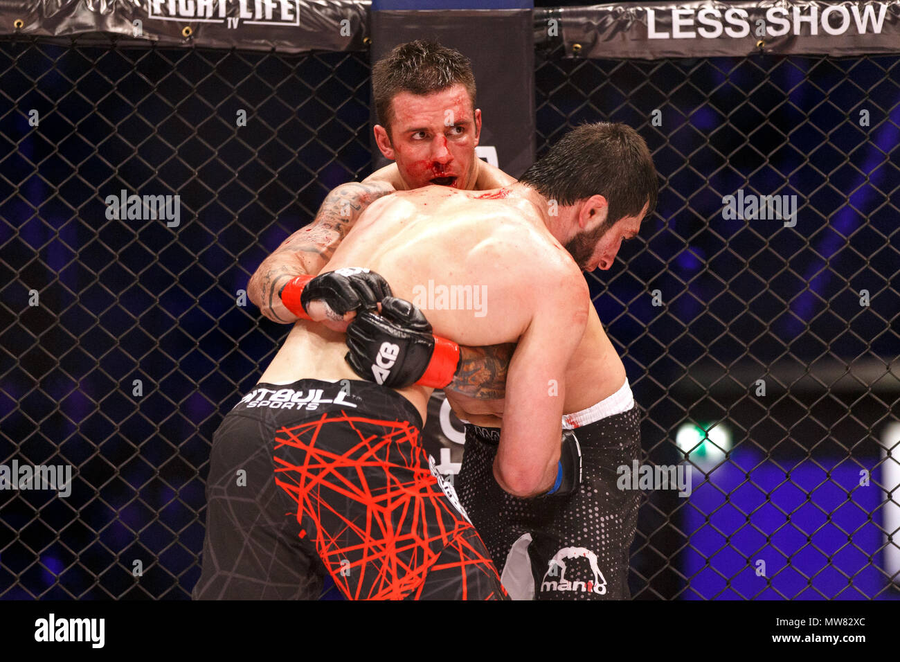 Adam Zając (facing camera) versus Abdul-Rakhman Dzhanaev at ACB 54 in Manchester, UK. Absolute ...