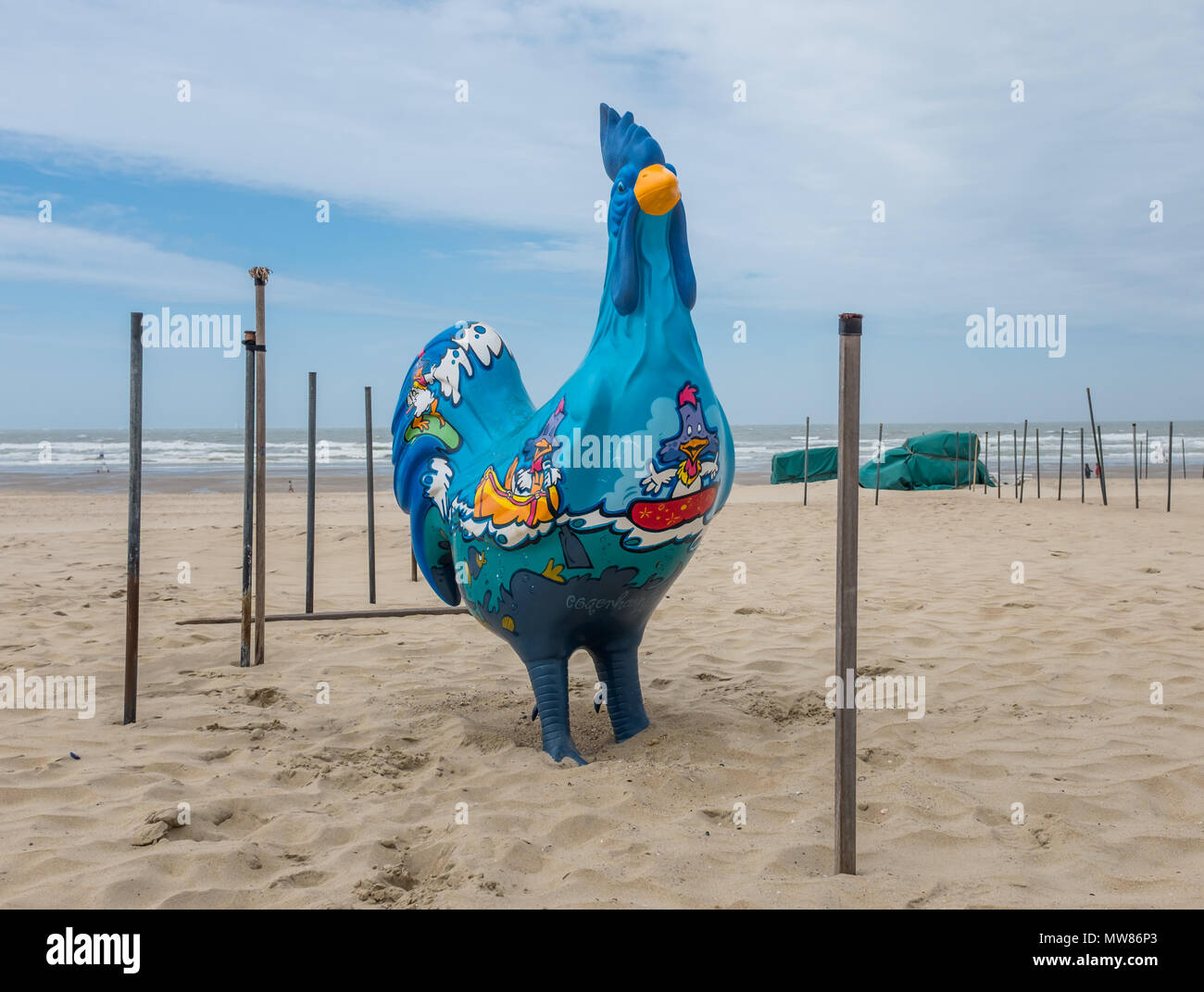 Giant rooster statue on the beach of De Haan in Belgium Stock Photo - Alamy