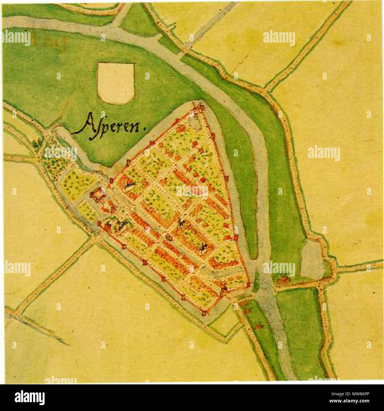 . De historische stad Asperen rond 1560 . circa 1560. Jacob van ...