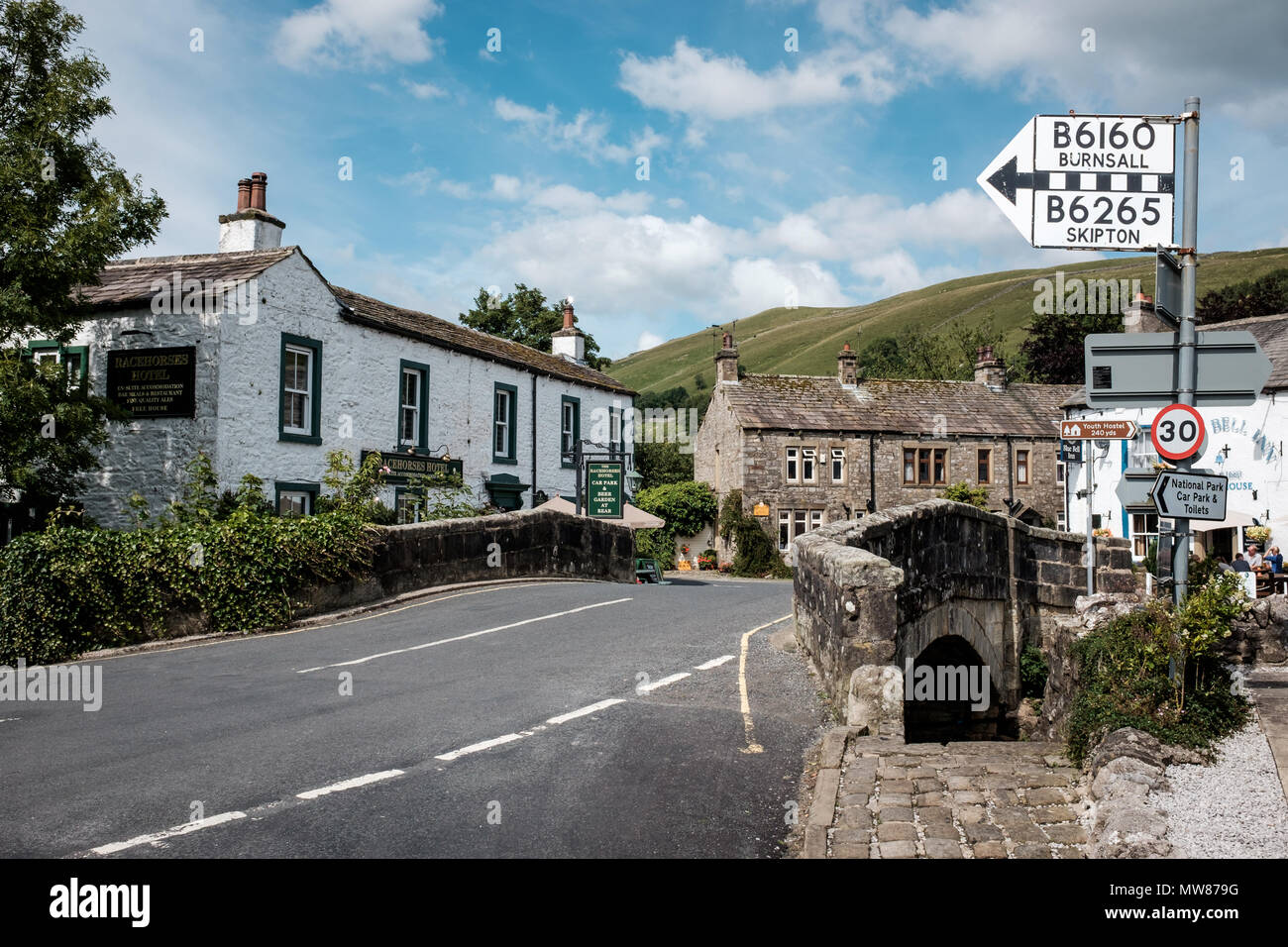 Town centre of Kettlewell in the Yorkshire Dales National Park, England ...