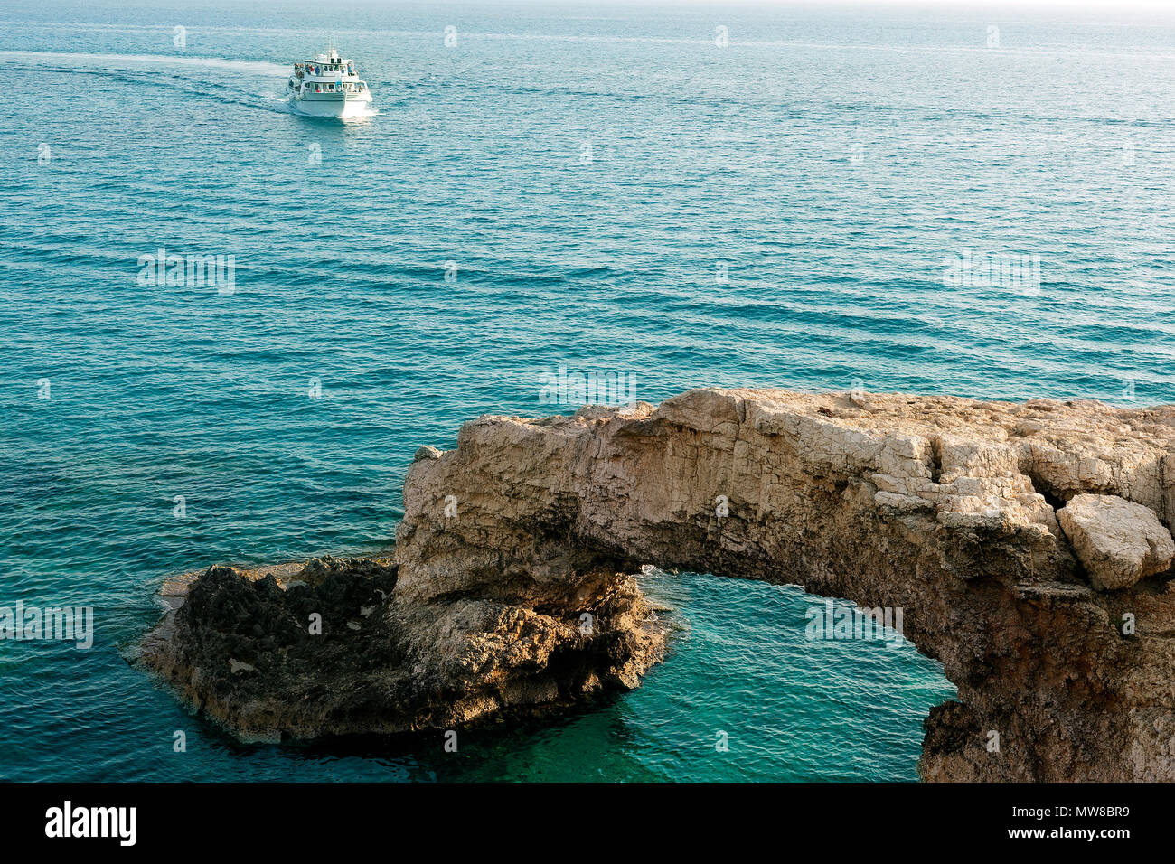 natural limestone bridge in mediterranean sea tourist attraction Stock ...