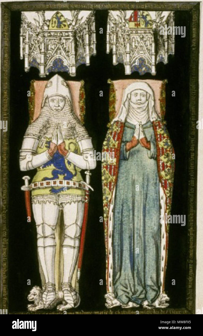 . English: Simon de Roucy, d. 1393 and wife Marie de Châtillon, d. 1396 ...