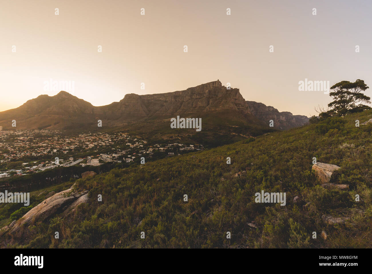 Table Mountain in Cape Town at sunrise Stock Photo - Alamy