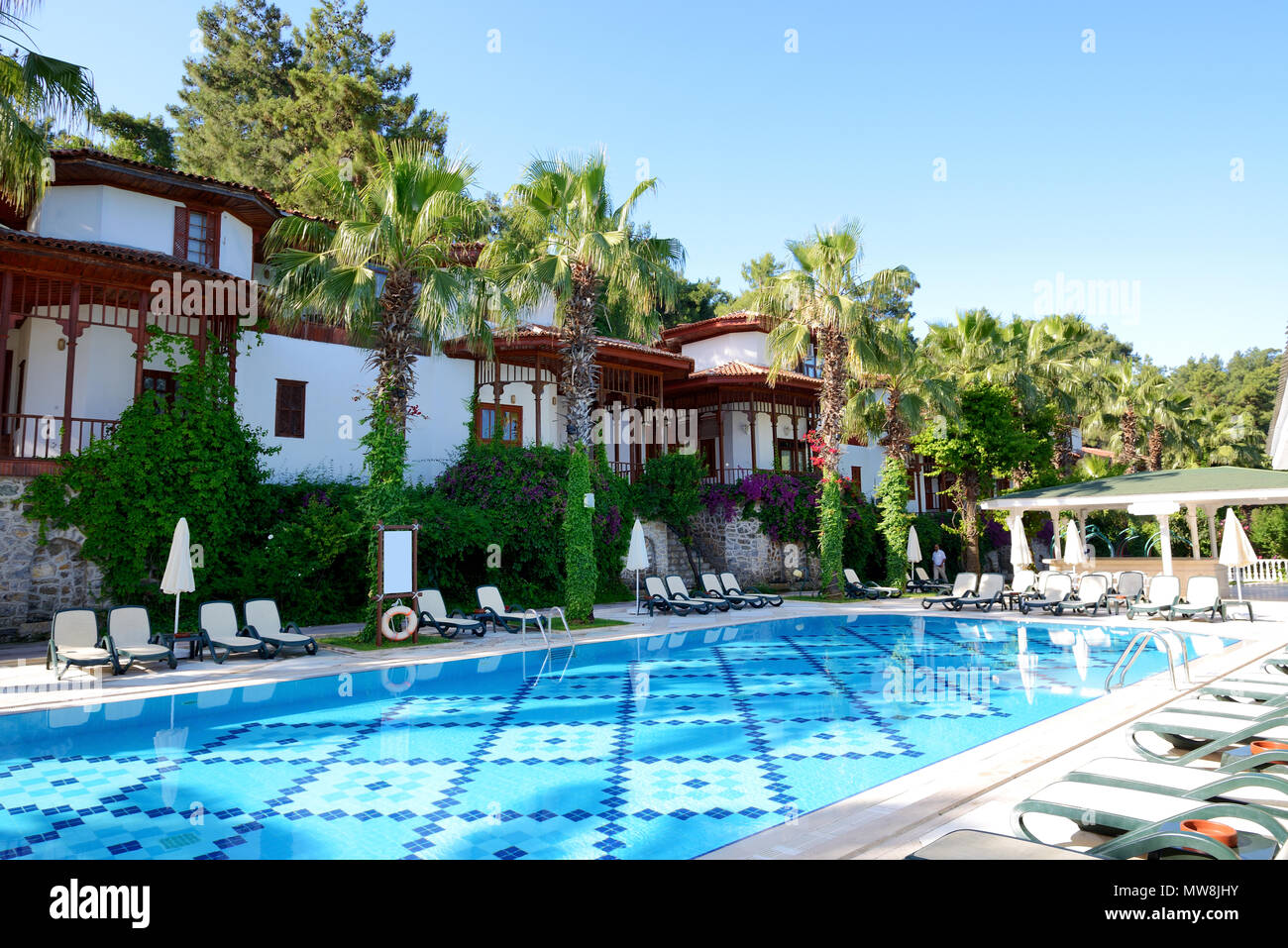 Swimming pool at luxury hotel, Fethiye, Turkey Stock Photo - Alamy