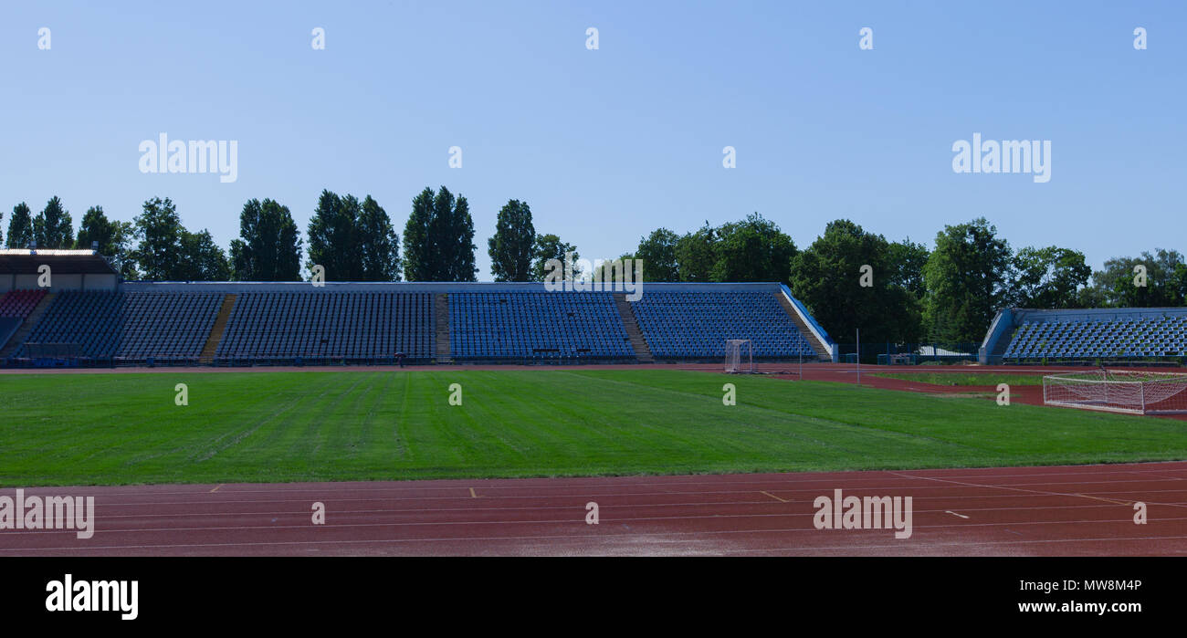 small province stadium with a running track and a football field ...