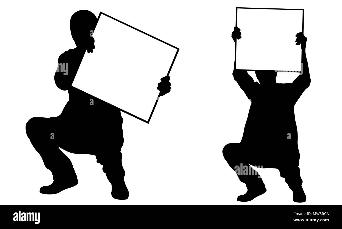 Man showing poster drawing hand Black and White Stock Photos & Images ...