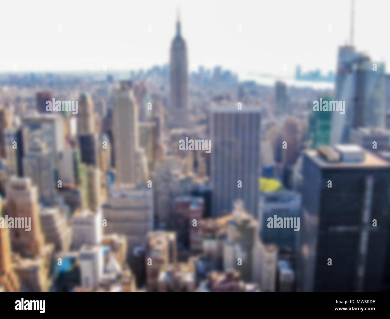 Defocused background with cityscape of NYC from Manhattan, United ...