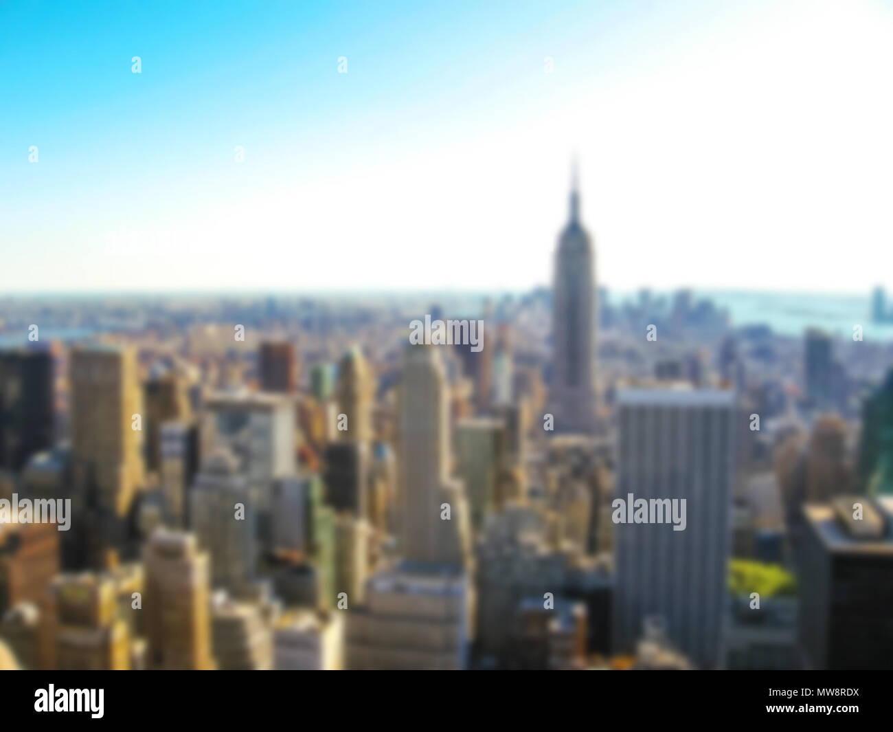 Defocused background with cityscape of NYC from Manhattan, United ...