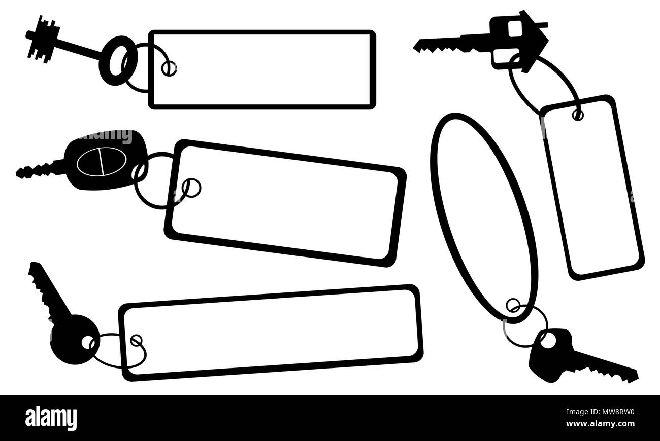 Set of different keys with tags isolated on white Stock Photo - Alamy